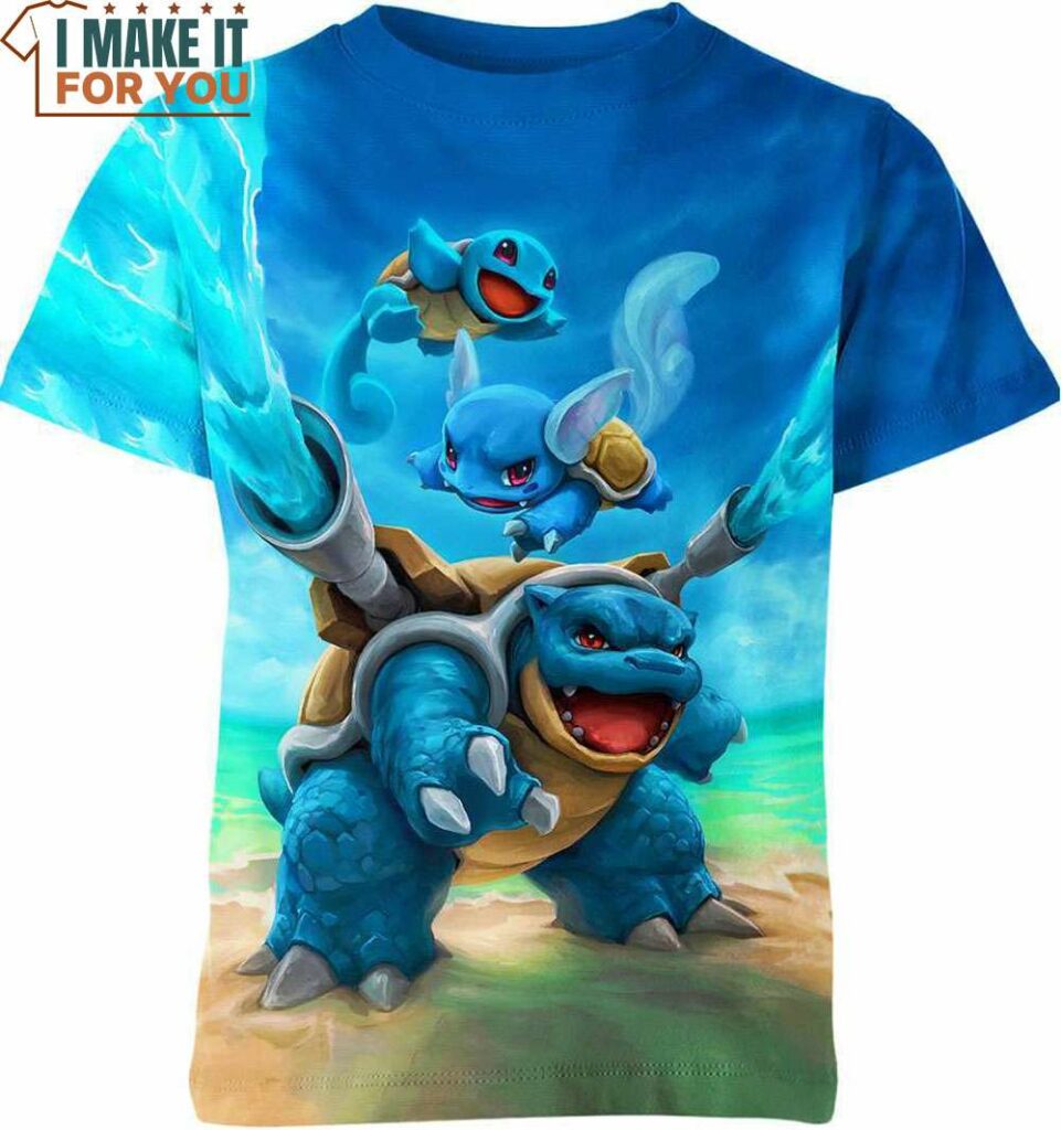 Squirtle Wartortle Blastoise Pokemon Shirt, Unique Pokemon Style