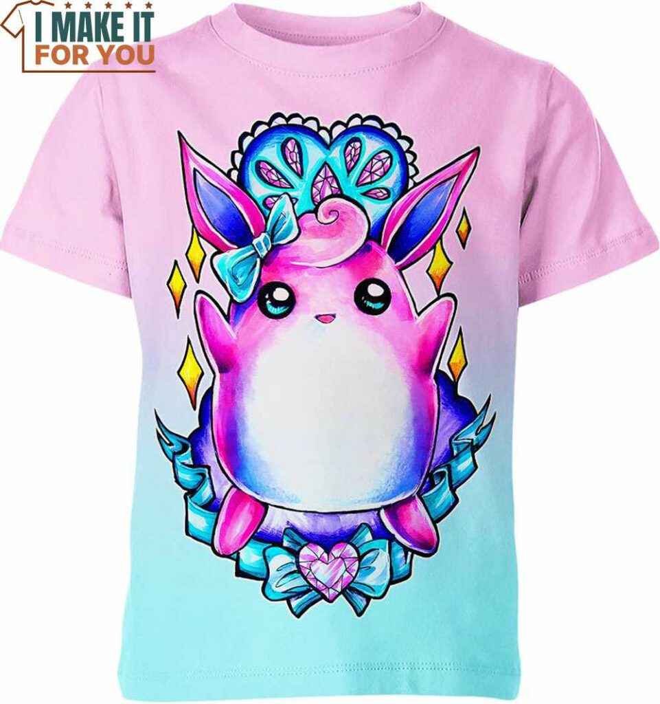 Wigglytuff Pokemon Shirt, Stylish Pokemon 3D Printed Tee