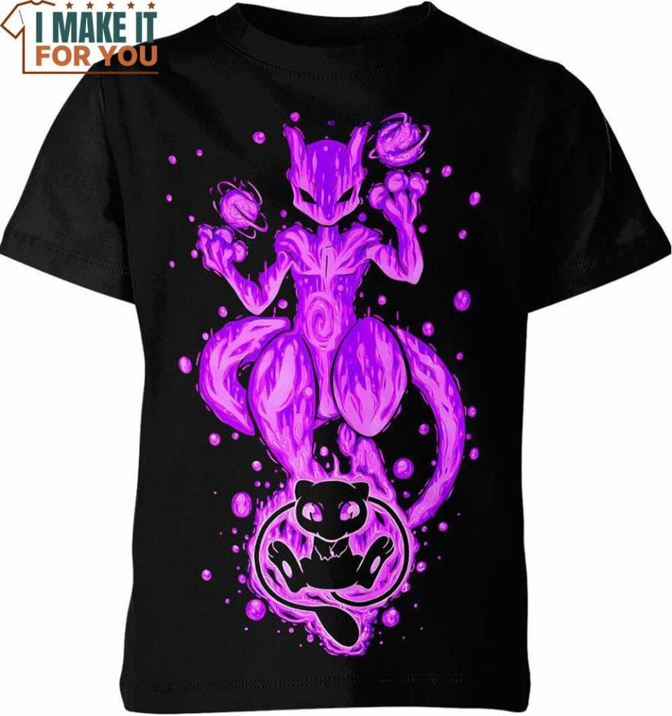 Mew And Mewtwo Pokemon Shirt, Stylish Pokemon 3D Printed Tee