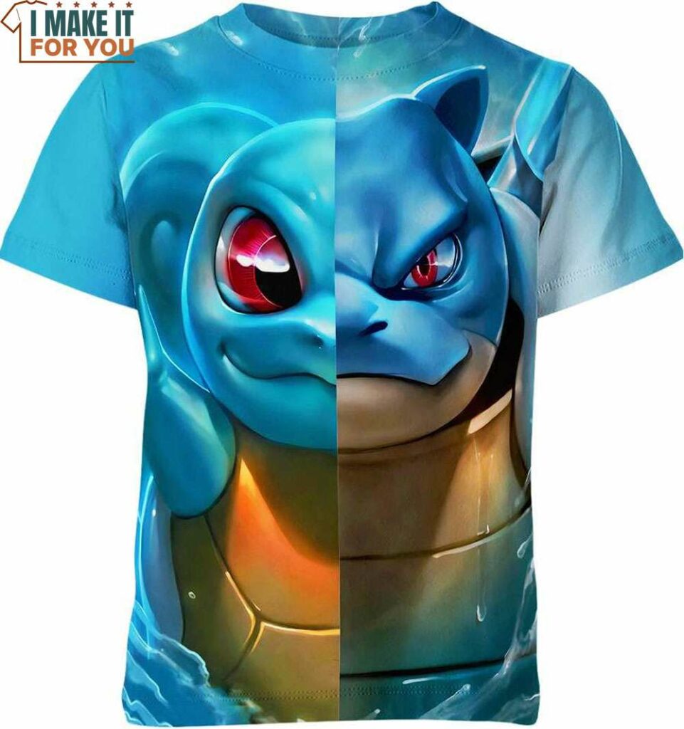 Squirtle X Blastoise Pokemon Shirt, Pokemon Clothing for Adults