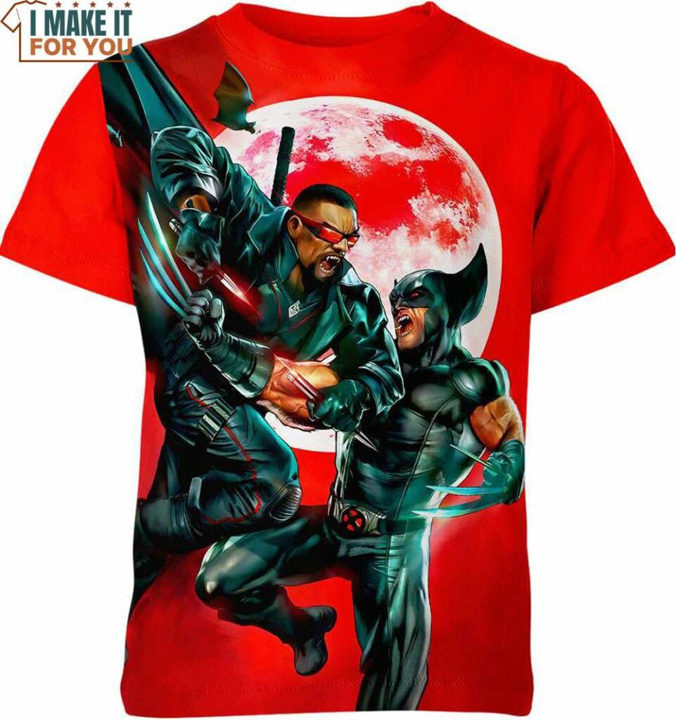 Blade Vampire Vs Wolverine Men Marvel Comics Shirt, Marvel Super Heroes ...