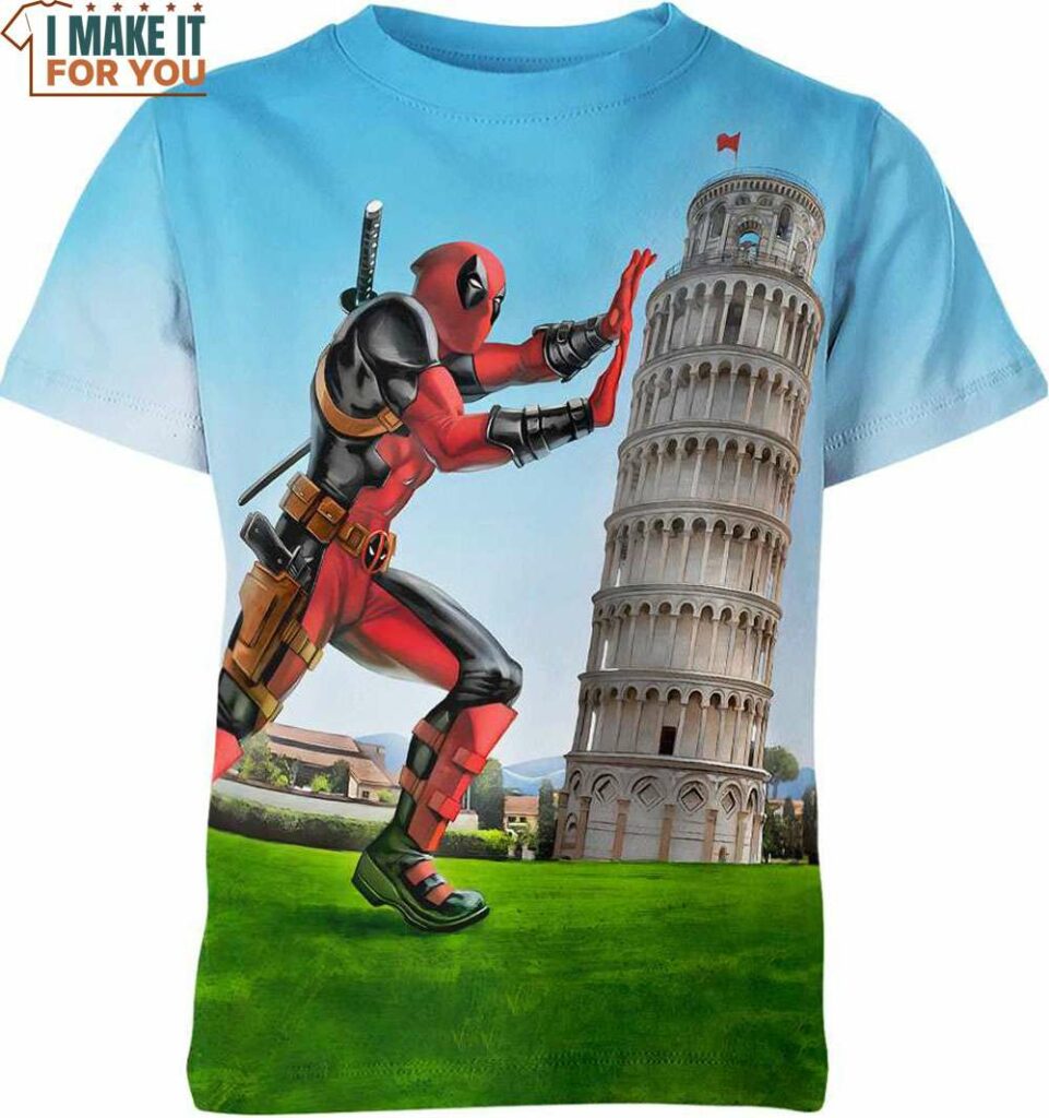 Deadpool In Italy Leaning Tower Of Pisa Marvel Comics Shirt, Marvel ...