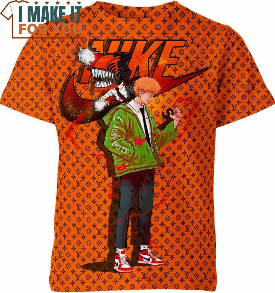 Denji Nike Louis Vuitton Chainsaw Man Shirt, Stylish Nike Graphic Tee