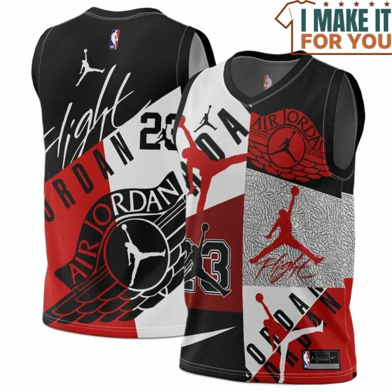 Michael Jordan GOAT 23 Chicago Bulls Logo Red Basketball Jersey, The ...