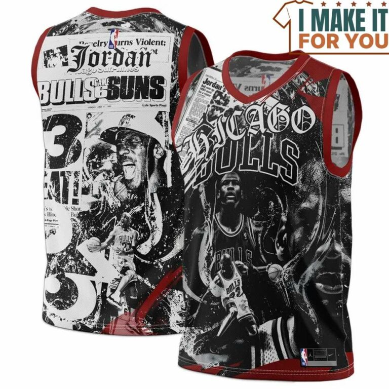 Michael Jordan 23 Chicago Bulls Signed Air Art Basketball Jersey, The ...
