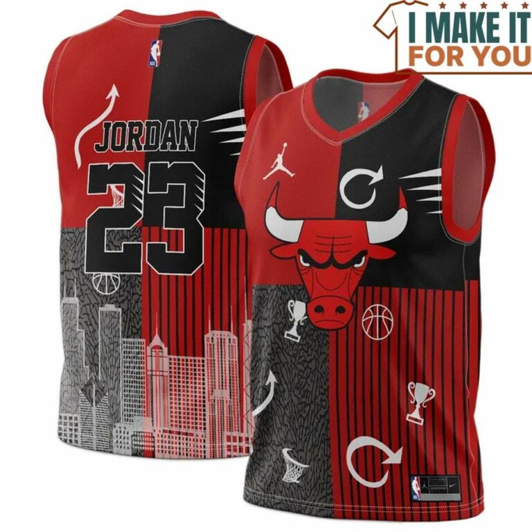 Michael Jordan 23 Chicago Bulls Signed Air Art Basketball Jersey, The ...
