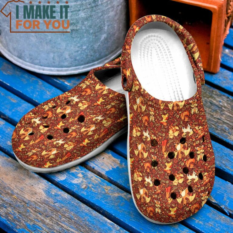Pokemon Fire Type Seamless Pattern Classic Clogs, Unique Pokemon Gifts