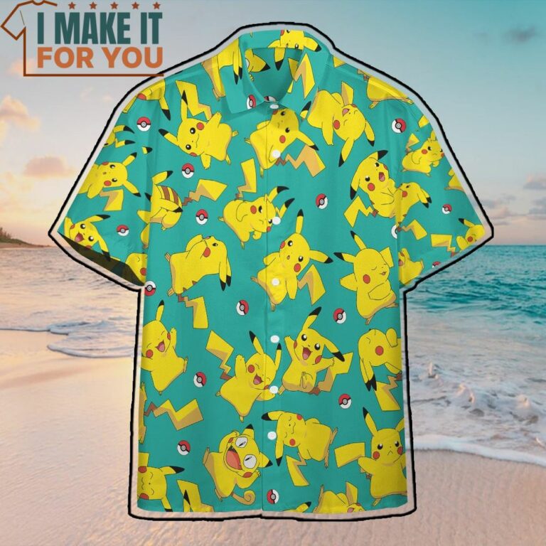 Pokemon Pikachu Hawaiian Button Shirt, Stylish Pokemon Shirts for Men ...