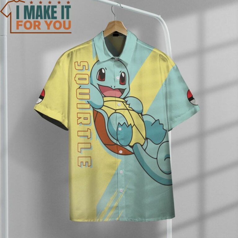 Pokemon Squirtle Hawaiian Button Shirt, Unique Pokemon Gifts