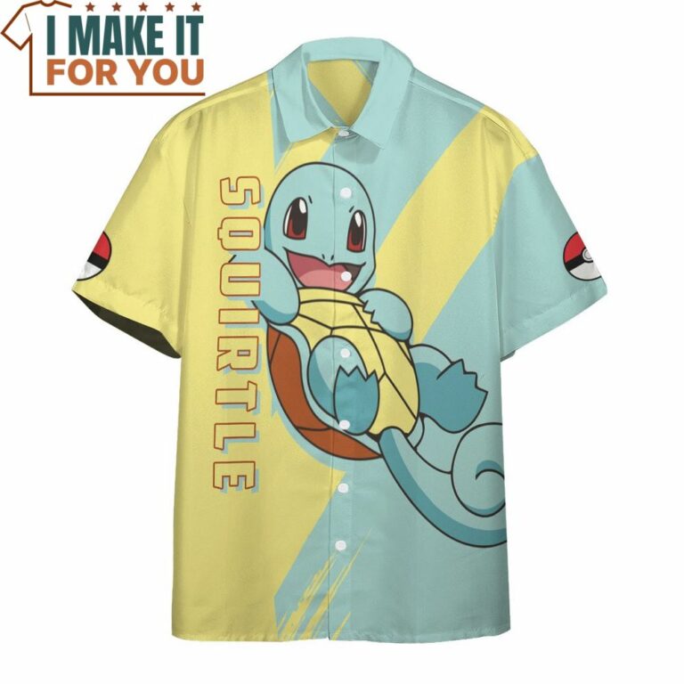 Pokemon Squirtle Hawaiian Button Shirt, Unique Pokemon Gifts