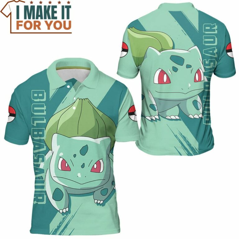 Pokemon Bulbasaur Polo Shirt, Unique Pokemon Gifts for Fans