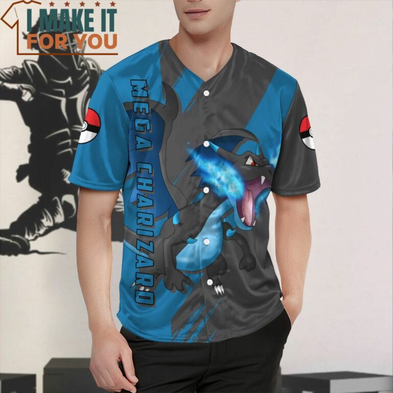 Pokemon Mega Charizard Baseball Jersey, Ultimate Gift for Pokemon Fan