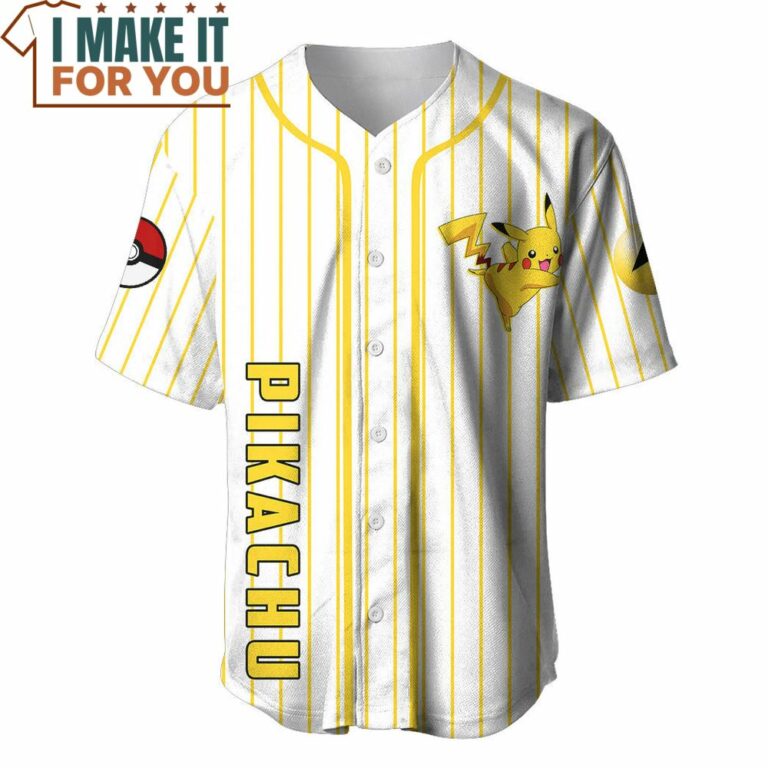 Pokemon Pikachu Custom Name Baseball Jersey, Ultimate Gift for Pokemon Fan