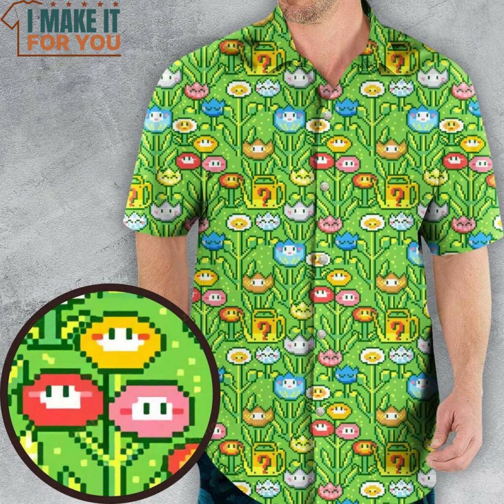8bit Flower Garden Super Mario Pattern Hawaiian Shirt, Unique and Eye ...