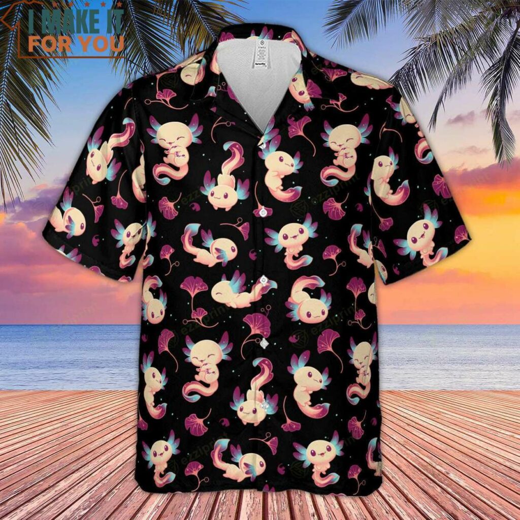 Axolotl Wonders Cute Salamanders Pattern Hawaiian Shirt, Unique and Eye ...