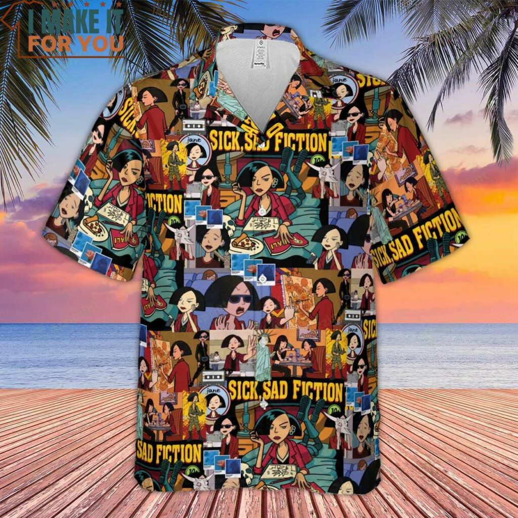 Daria Sick Sad Fiction Pattern Hawaiian Shirt, Funny Aloha Shirts for Men