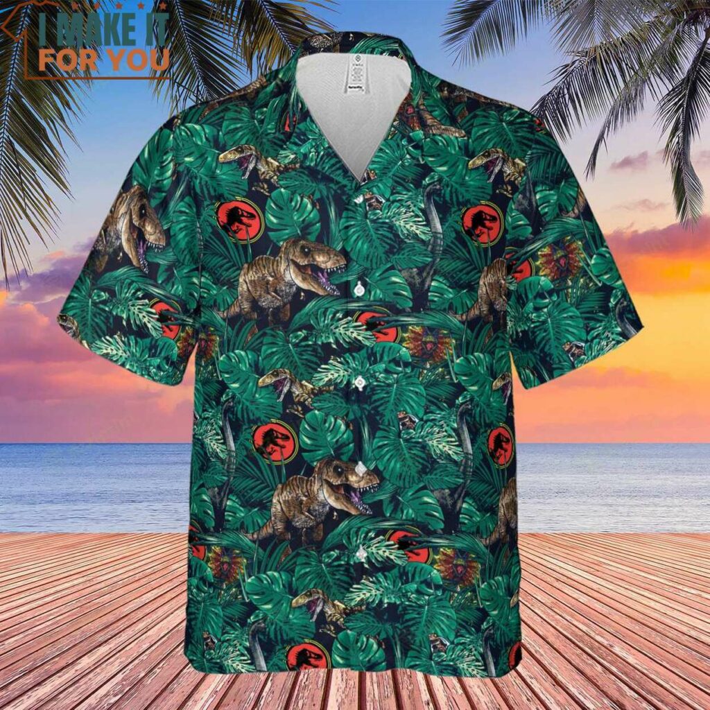 Dinosaurs Tropical Jurassic Park Hawaiian Shirt, Funny Aloha Shirts for ...