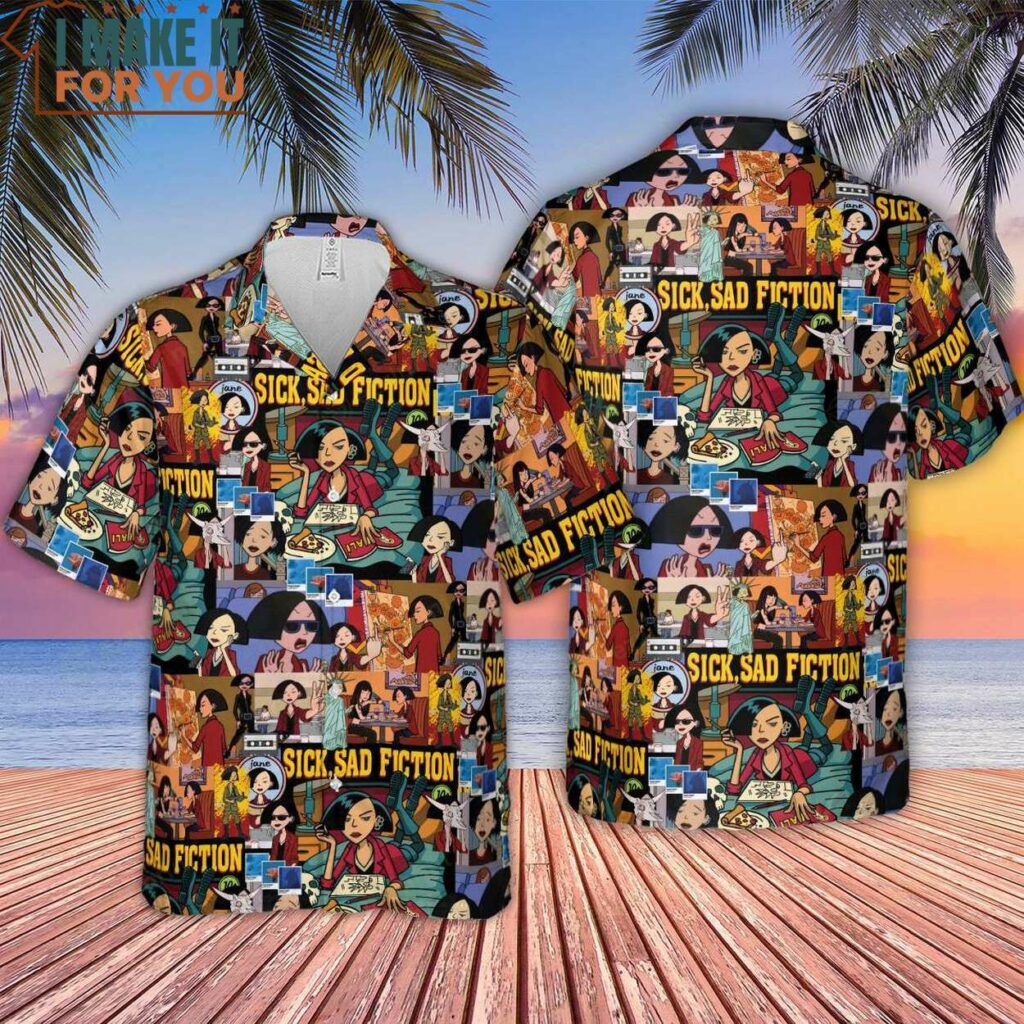 Daria Sick Sad Fiction Pattern Hawaiian Shirt, Funny Aloha Shirts for Men