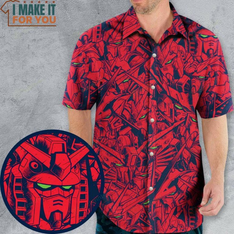 Gundam Camo Magenta Gundam Hawaiian, Fun and Stylish Hawaiian Shirts ...