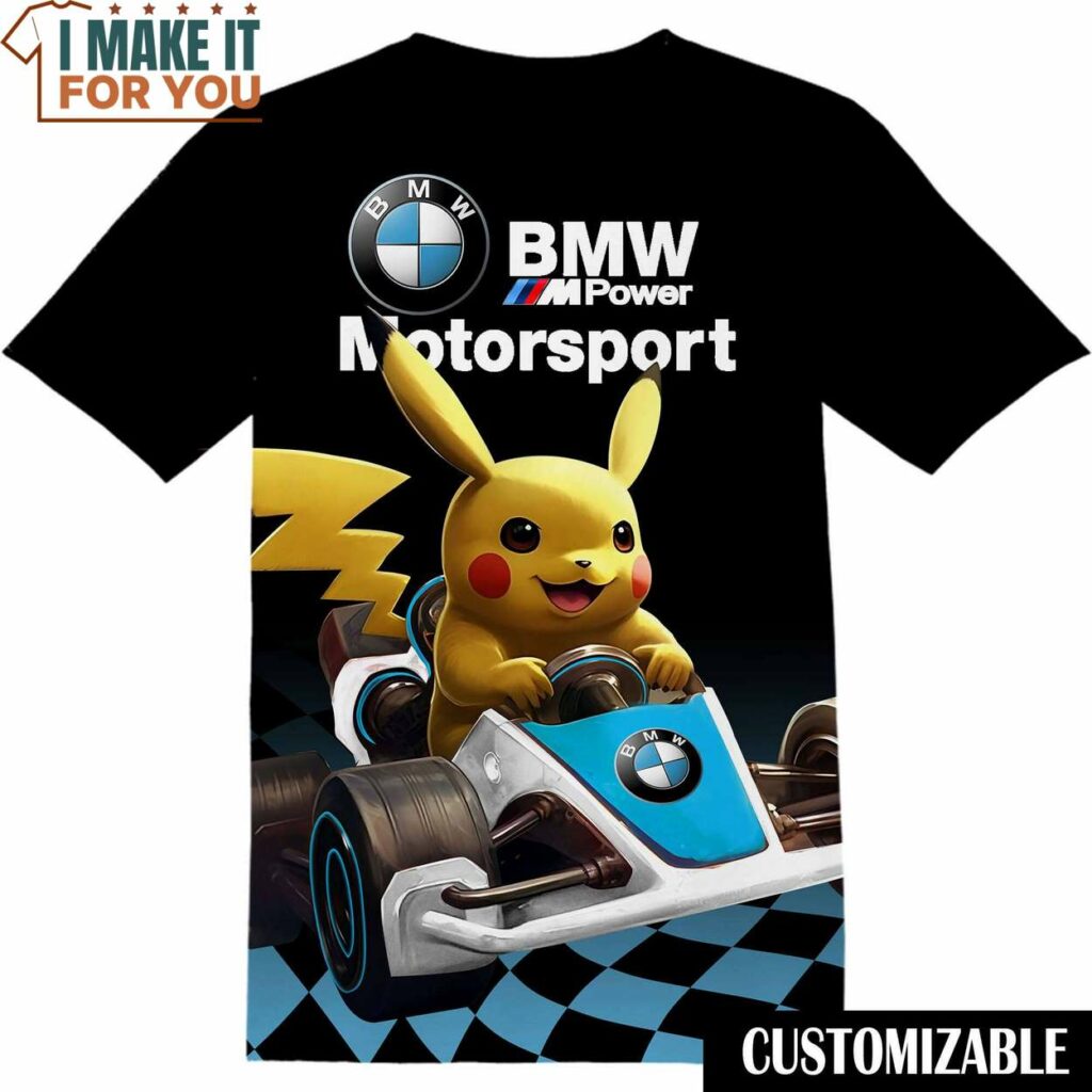 BMW Power Motorsport Racing Pokemon Pikachu Shirt, Cool Mens Graphic Tees