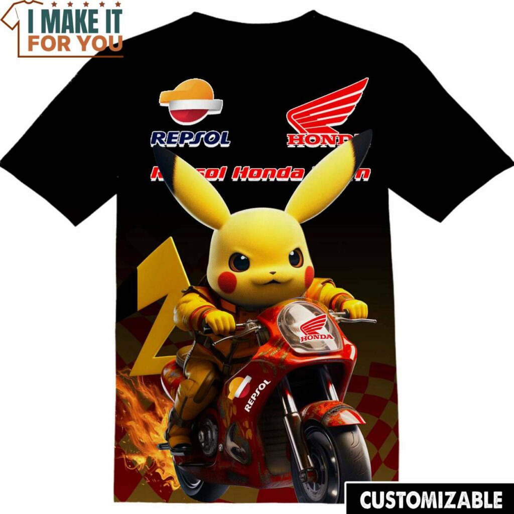 Racing Repsol Honda Pokemon Pikachu Shirt, Cool Mens Graphic Tees ...