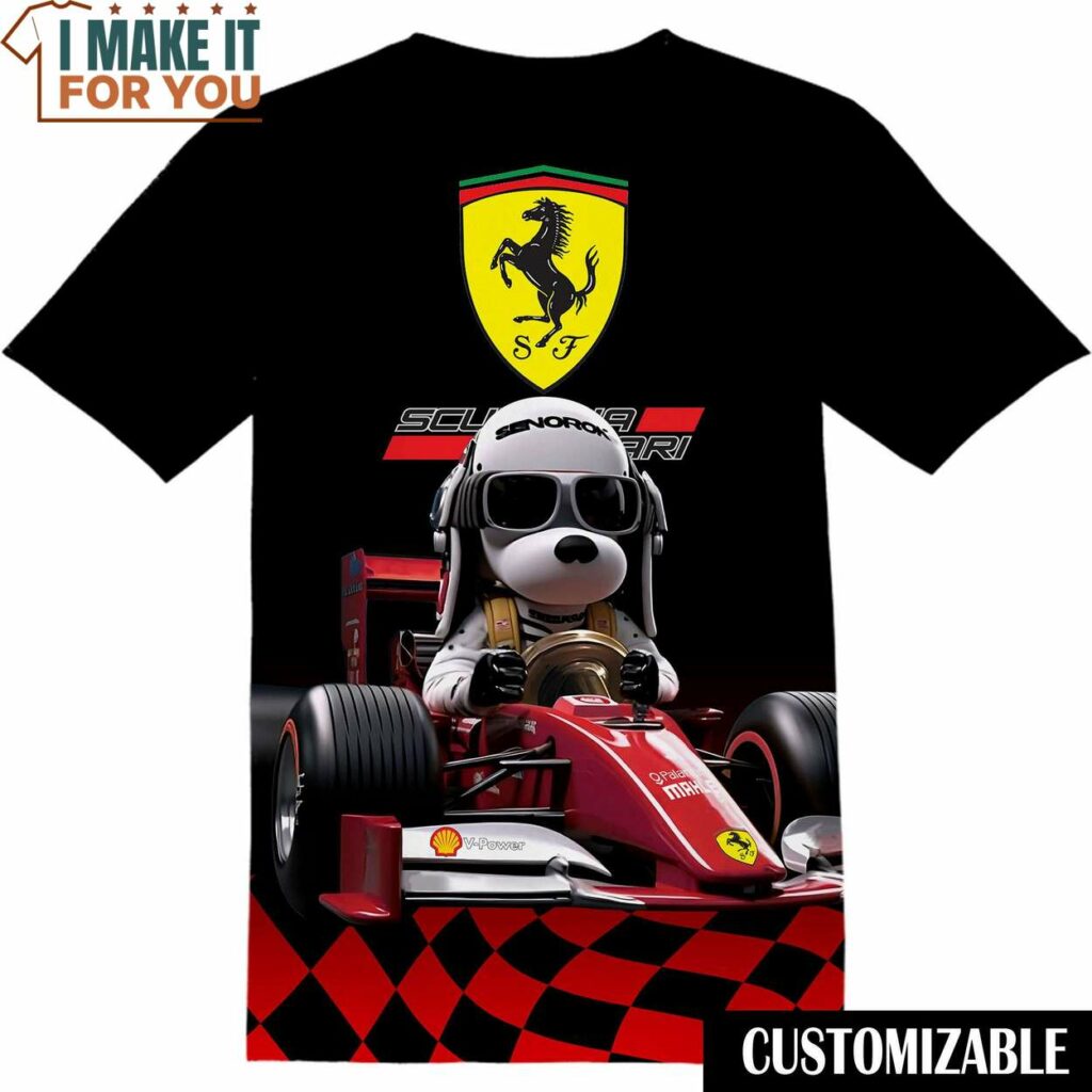 Scuderia Ferrari F1 Team Snoopy Dog Shirt, Cool Mens Graphic Tees ...